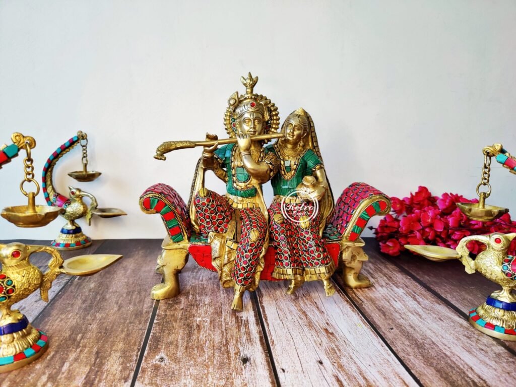 Brass Radha Krishna Sofa With Stone Work – The Retro Craft