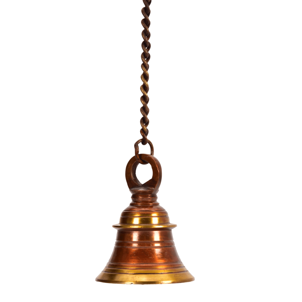 Indian Handcrafted Brass Temple Bell with Chain – The Retro Craft